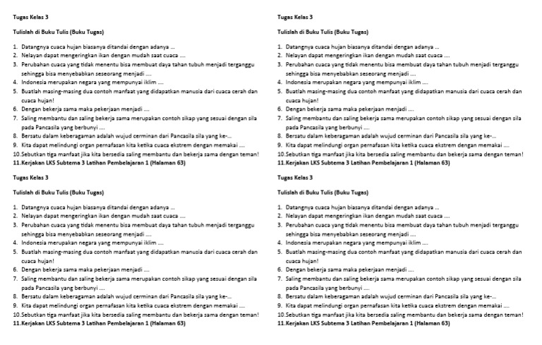 Tugas Kelas 3 | PDF | Kajian Bahasa Asing