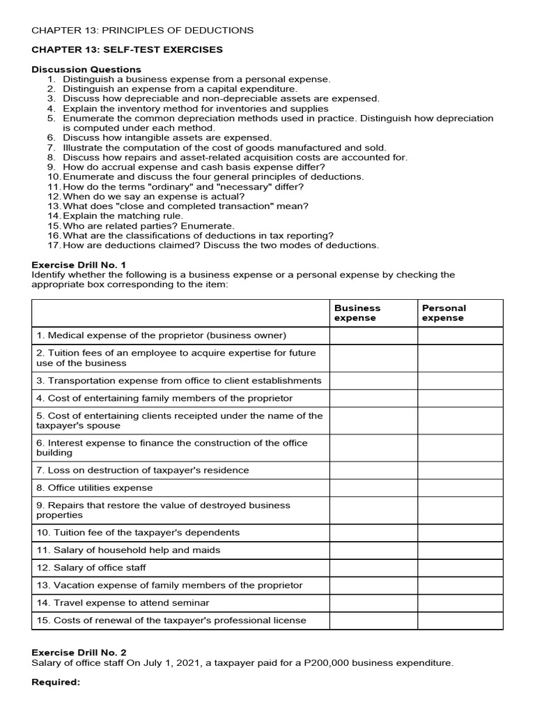 Chapter 13 - Principles of Deductions | PDF | Business | Finance ...