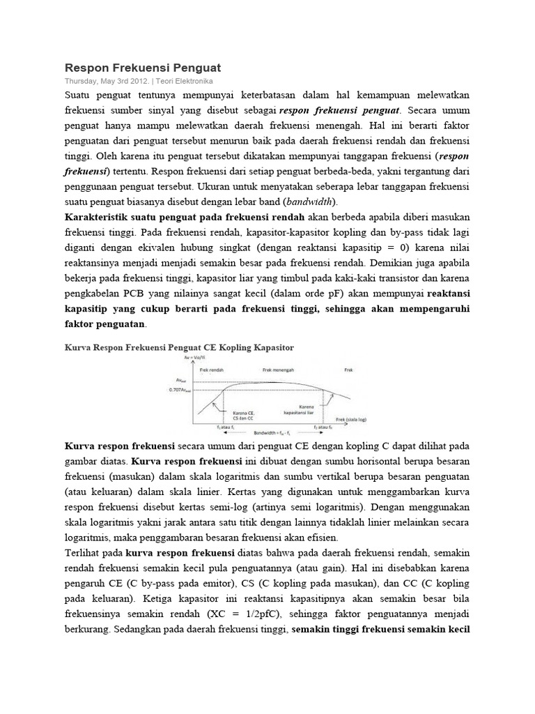 Respon Frekuensi Penguat | PDF