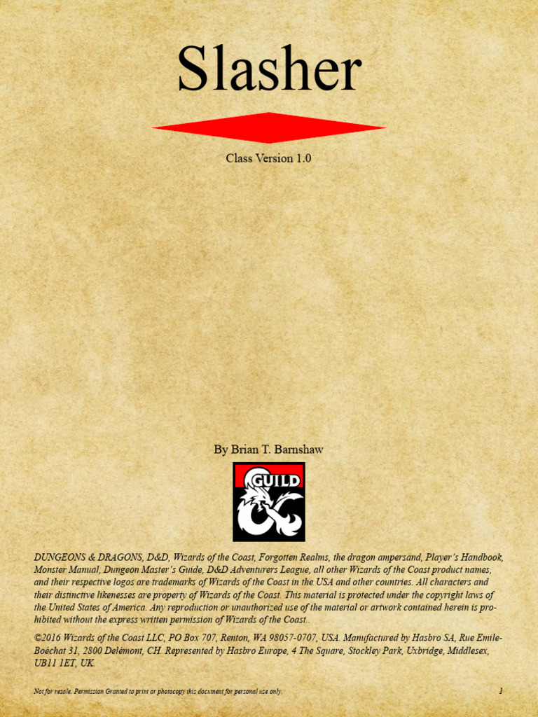 962495-Slasher Class | PDF | Wizards Of The Coast | Dungeons & Dragons