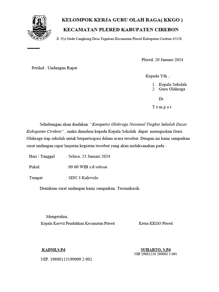 Surat Undangan Rapat | PDF