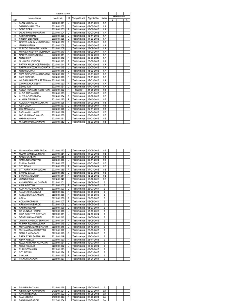 Absen Siswa | PDF