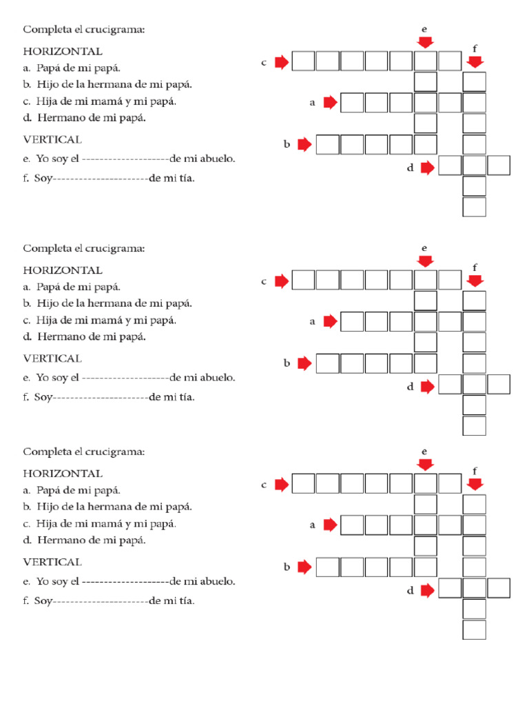 Crucigrama de La Familia | PDF