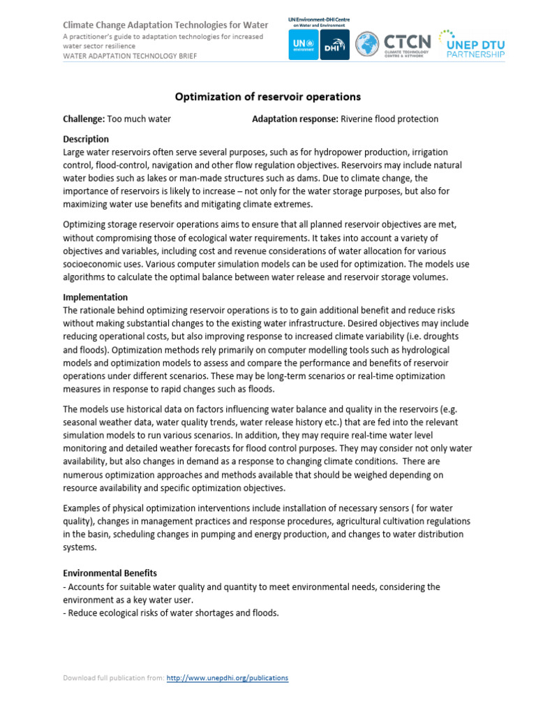 Optimization of Reservoir Operations | PDF | Reservoir | Water