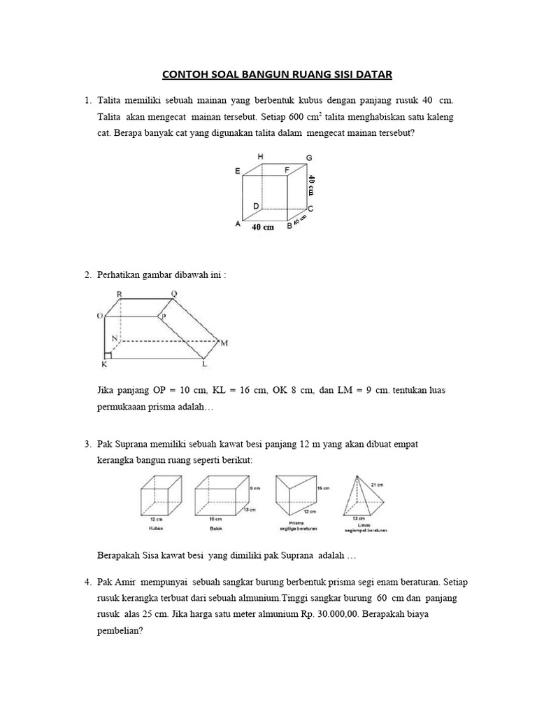 Contoh Soal Bangun Ruang Sisi Datar | PDF | Metode & Bahan Ajar | Griya & Taman