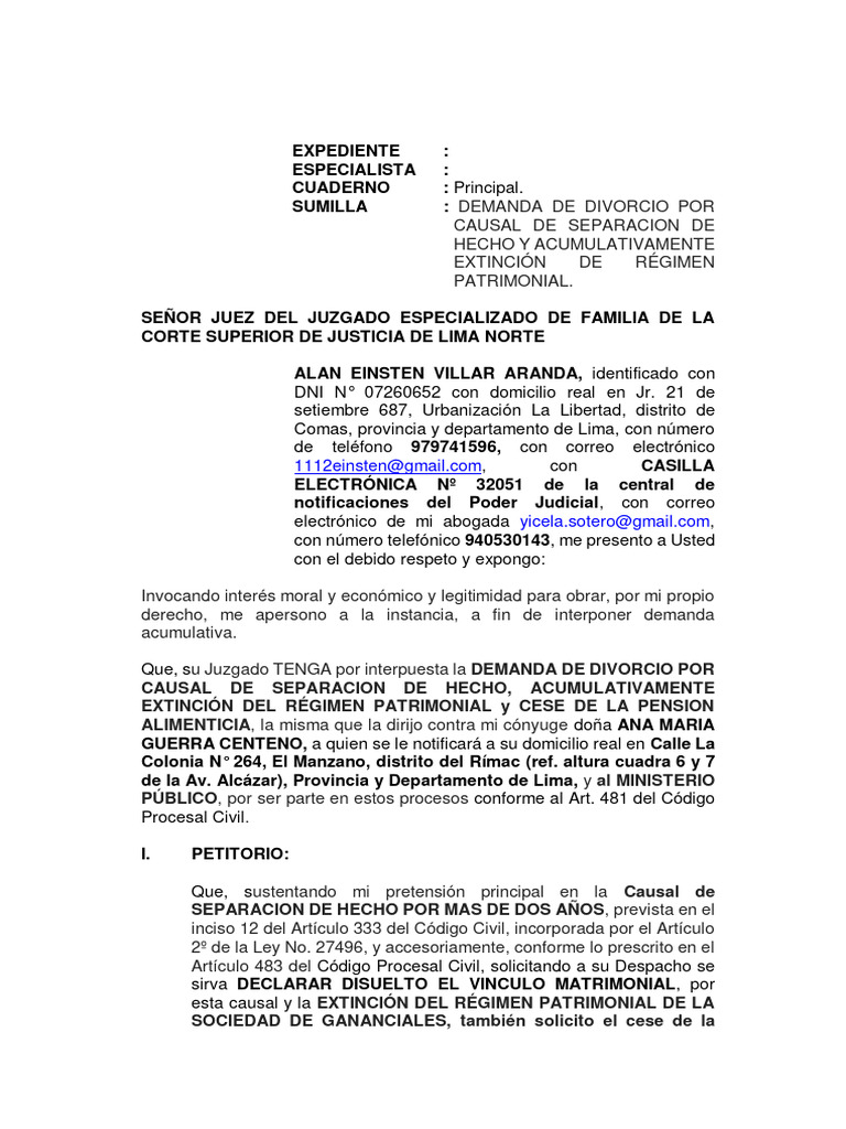 Divorcio y Extinción Patrimonial | PDF | Divorcio | Propiedad de la comunidad