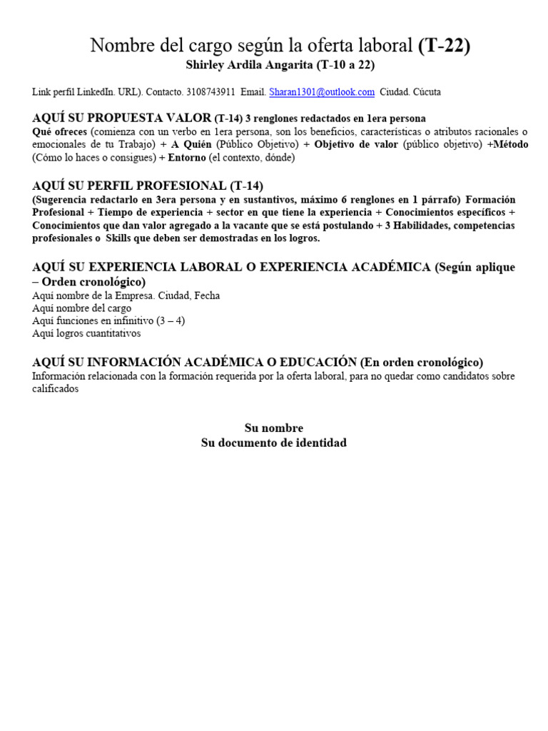 Ejemplo Hoja de Vida Ats | PDF