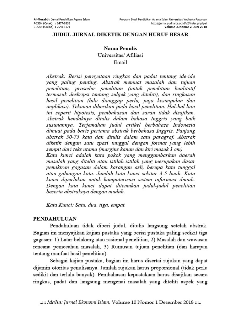 Template Jurnal Al Murabbi | PDF