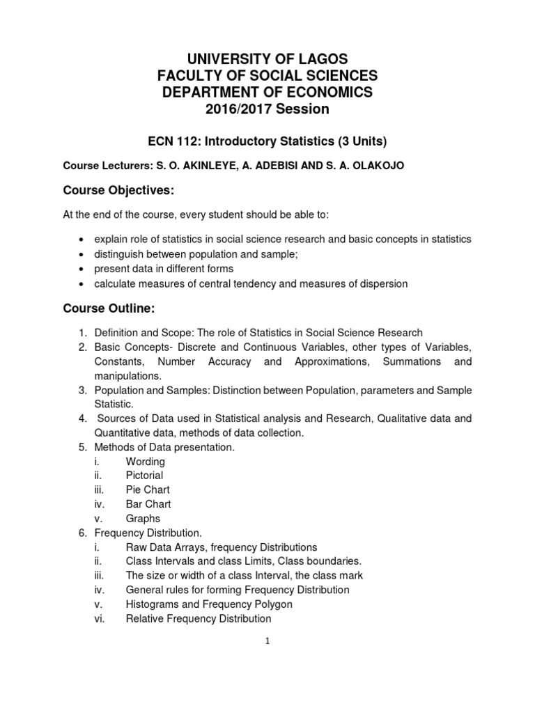 ECN 132 Course Outline | Download Free PDF | Probability Distribution ...