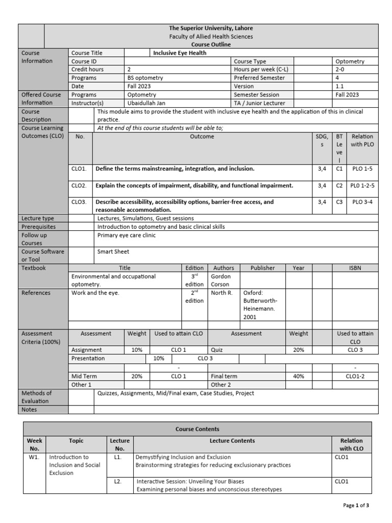 Inclusive Eye Health Module | PDF | Accessibility | Disability