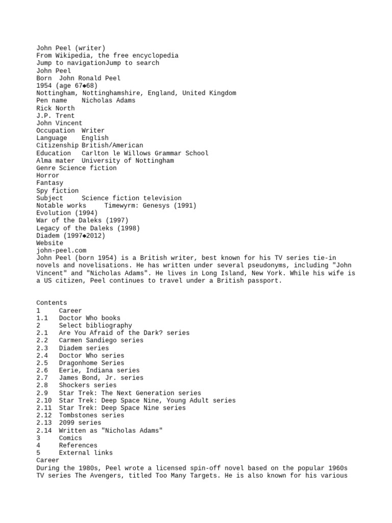 John Peel (Writer) | PDF | Wikipedia