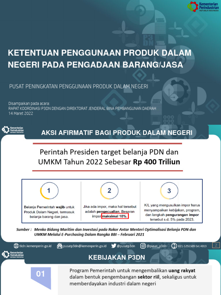 Presentasi P3DN 2022 - Kemenperin | PDF