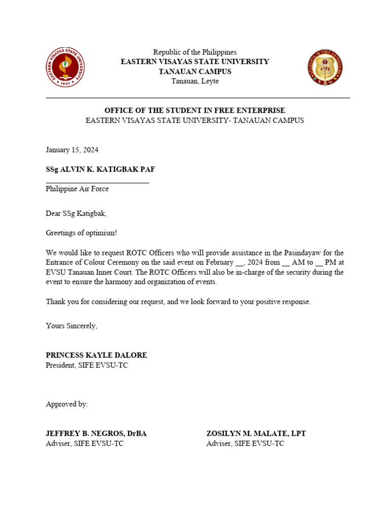 Letter For Entrance of Colours | PDF | Social Science | Travel