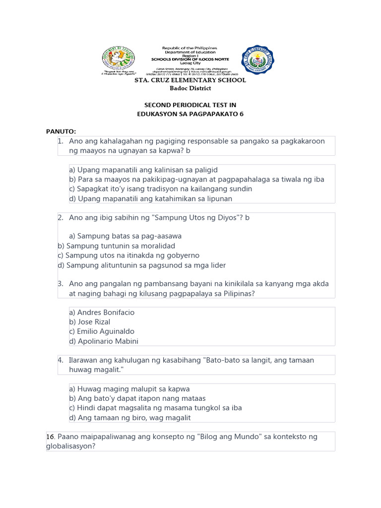 Esp-Pt-2nd Quarter | PDF