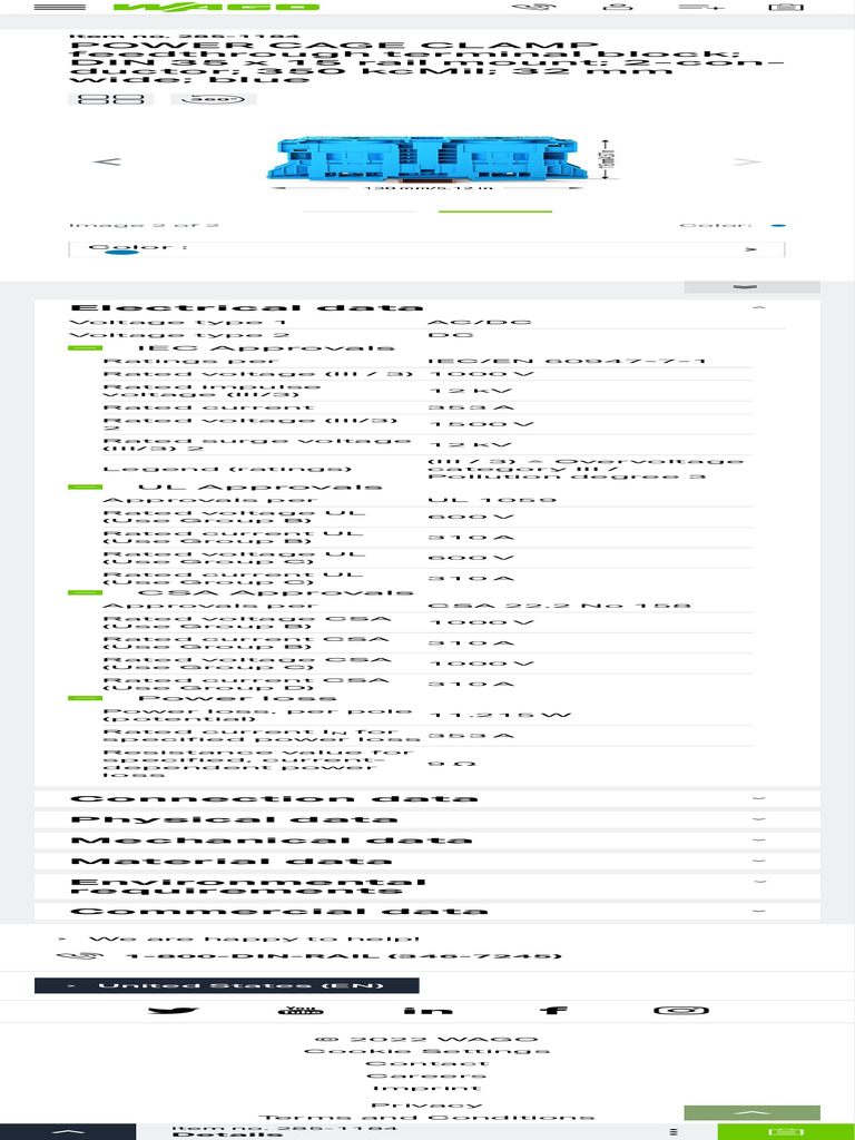POWER CAGE CLAMP Feedthrough Terminal Block (285-1184) WAGO USA | PDF