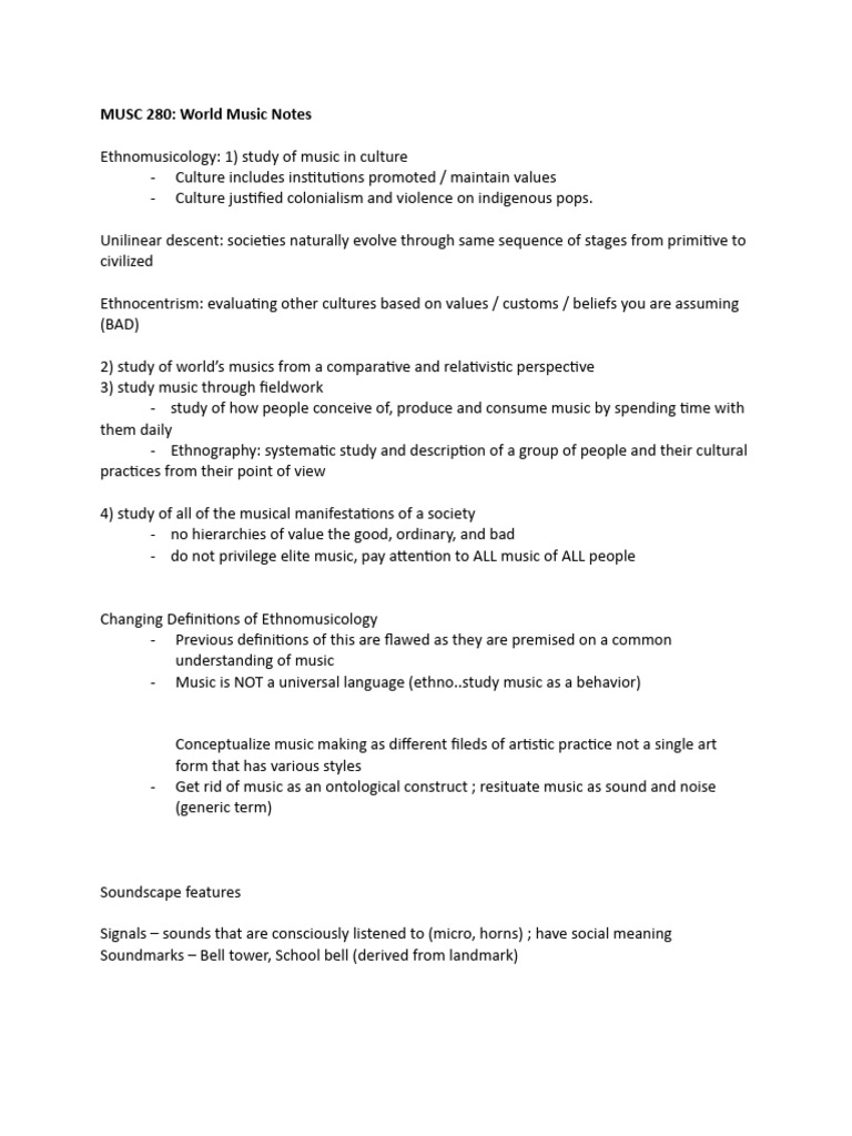 World Music & Ethnomusicology Insights | PDF | Social Science