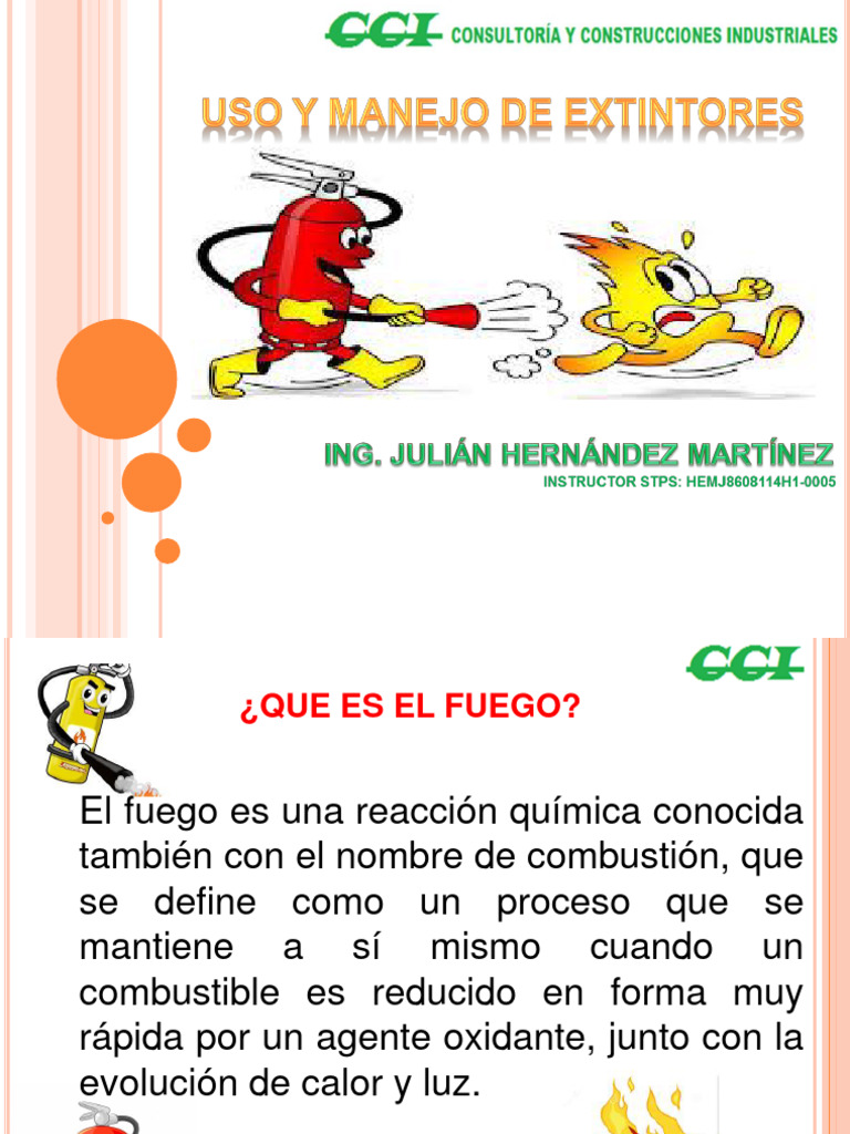 Curso Uso y Manejo de Extintores | PDF | Combustión | Oxígeno Curso Uso y Manejo de Extintores | PDF | Combustión | Oxígeno