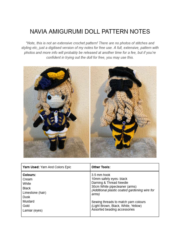 Navia Amigurumi Doll PDF Free Crochet Pattern | PDF
