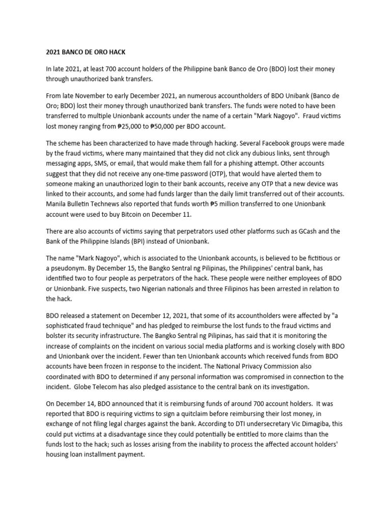 BDO Hack and OTP Hijacking | PDF | Banking | Cybercrime