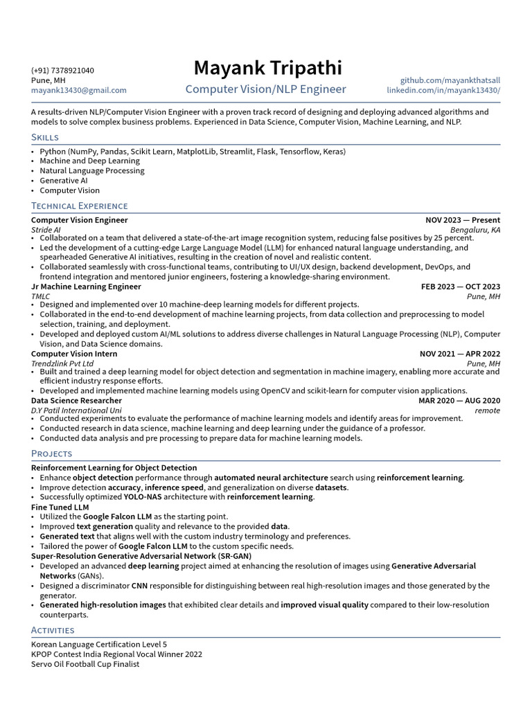 Computer Vision Mayank Tripathi PDF | PDF | Deep Learning | Machine Learning