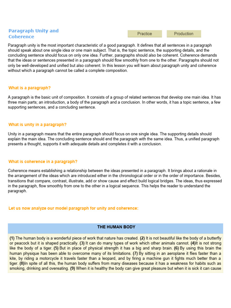 Paragraph Unity and Coherence: What Is A Paragraph? | Download Free PDF ...