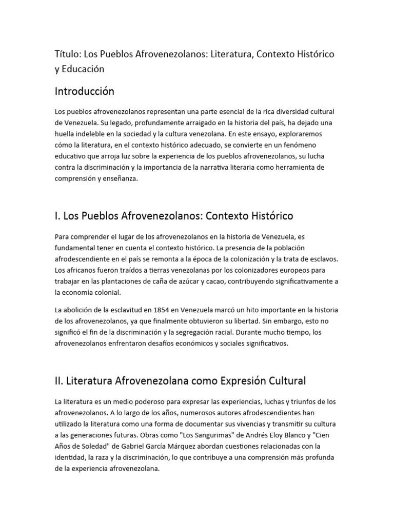 Literatura y Pueblos Afrovenezolanos | PDF | Venezuela | Esclavitud