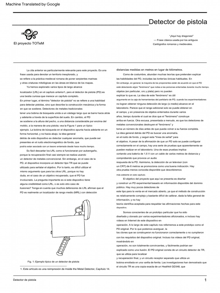 Pistol Detector - TOTeM | PDF | Inductor | Antena (Radio)