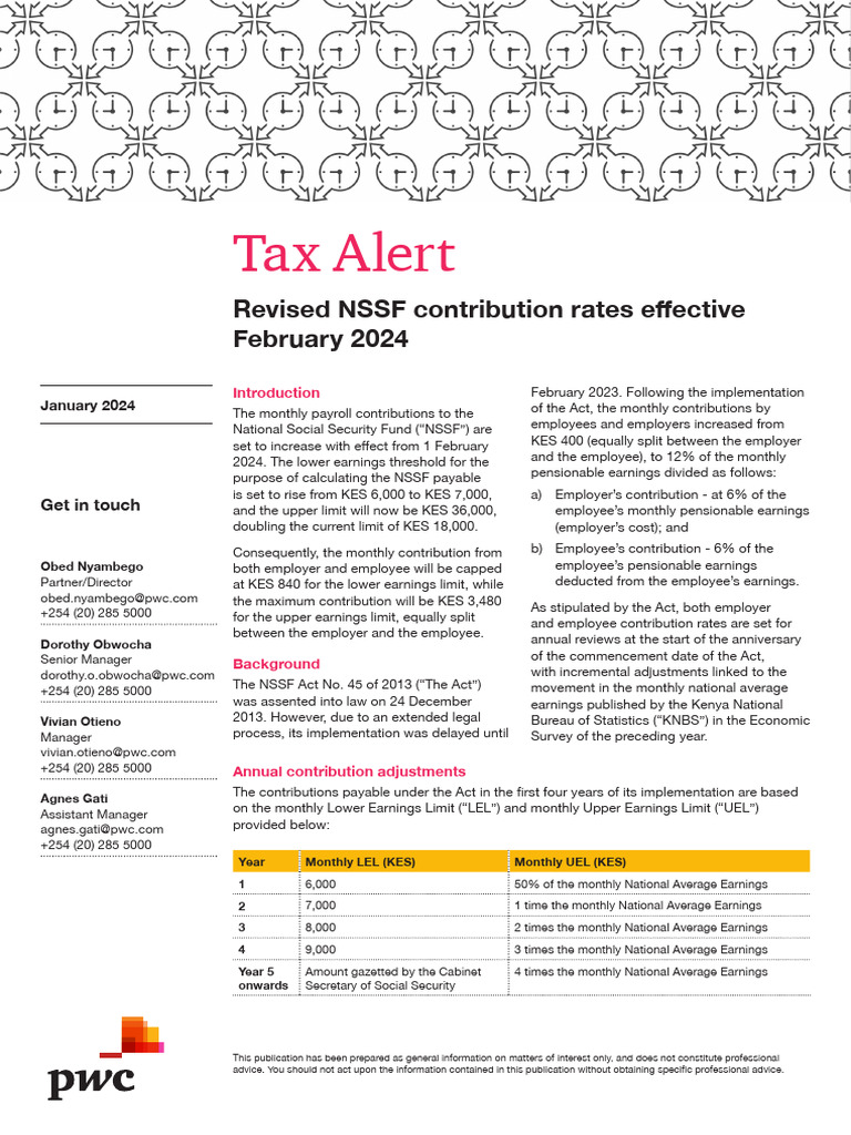 Tax Alert Revised NSSF Feb 2024 | Download Free PDF | Payroll Tax ...