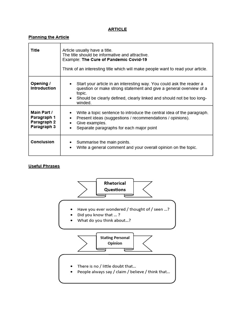 Writing an Article for School Magazine | PDF | Language Arts ...
