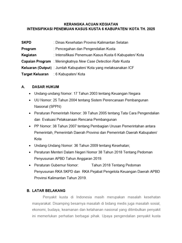Kak Intensifikasi Penemuan Kasus Kusta. 2025 | PDF | Ilmu Sosial
