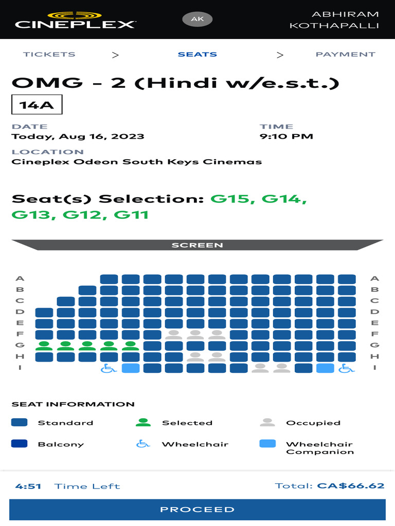Select Seats - Cineplex Ticketing MVC | PDF