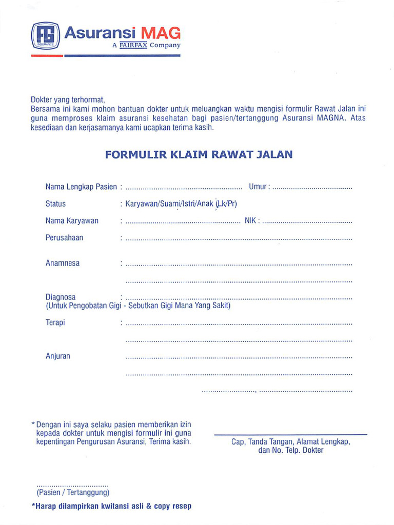Form Asuransi Mag | PDF
