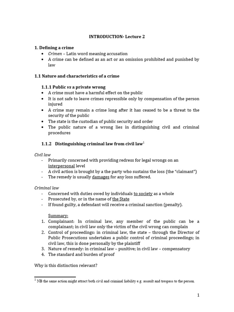 Criminal Law Notes | Download Free PDF | Mens Rea | Recklessness (Law)