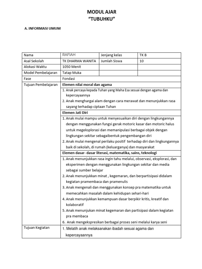 Modul Ajar RAFIAH Semester 2 | PDF
