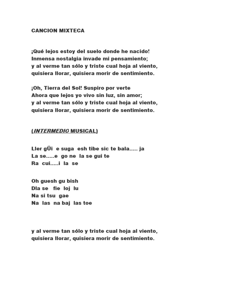 Cancion Mixteca Mitla | PDF