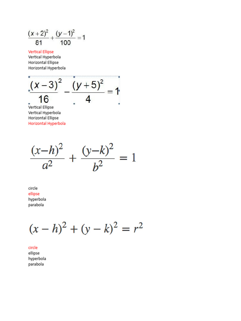 Conics Quiz | PDF
