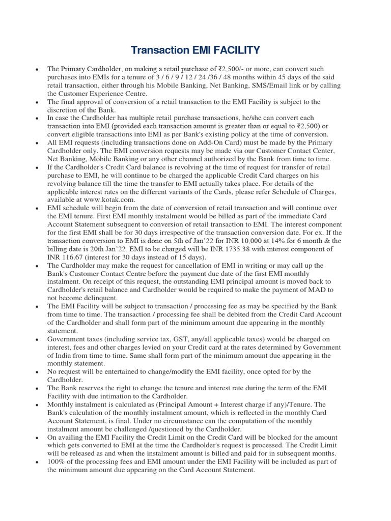 Transaction To EMI | PDF