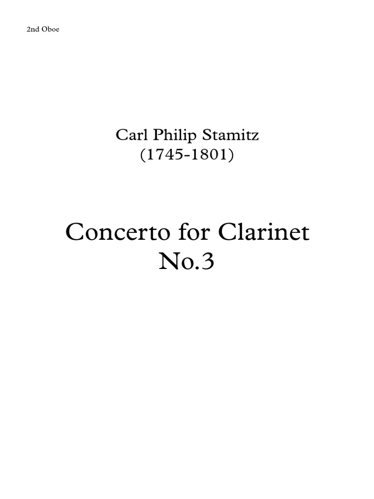 Oboe 2 - Clarinet Concerto No.3 in B-Flat Major (Stamitz) | PDF | Musical Forms | Elements Of Music