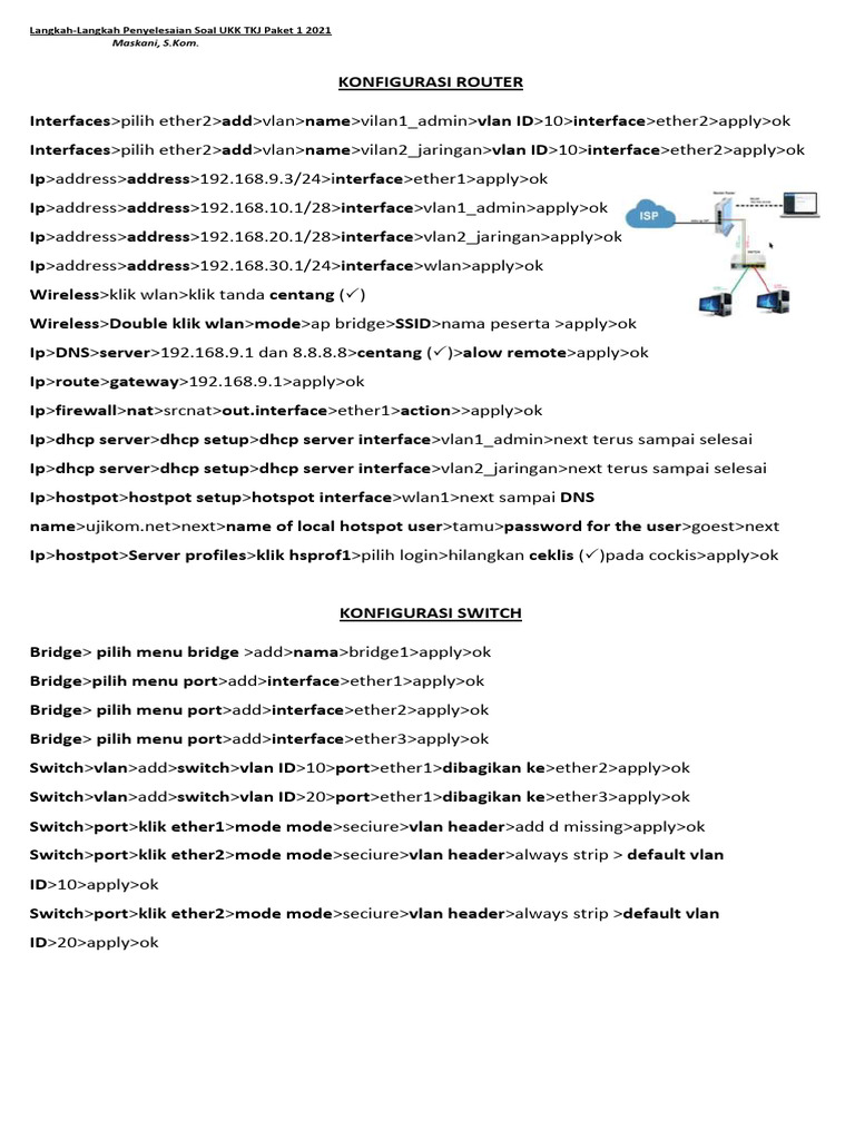 Langkah Langkah Penyelesaian SOAL UKK TKJ 2021 Paket 1 | PDF