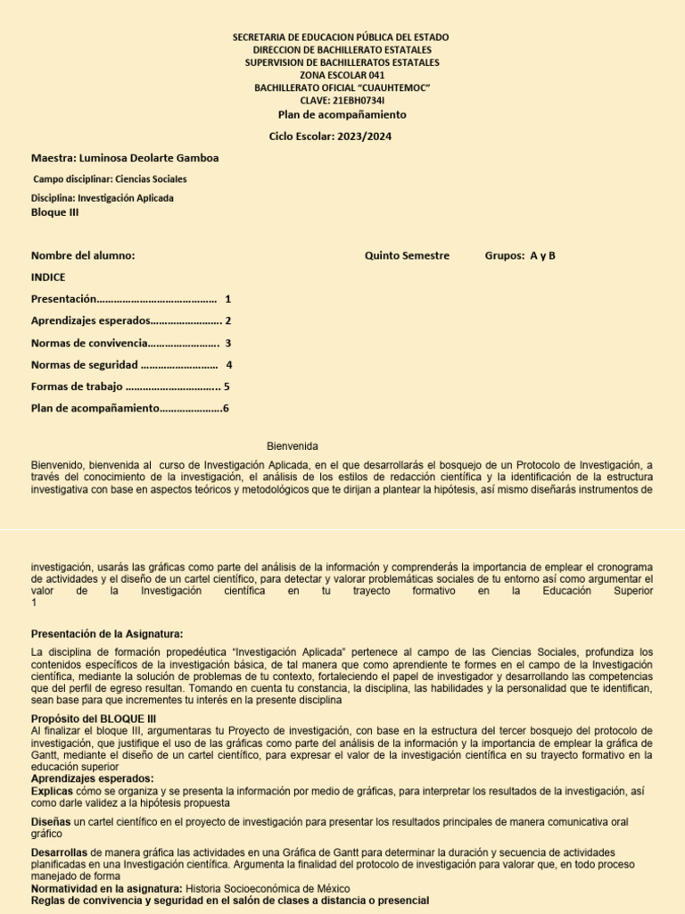 Plan de Acompañamiento3 Investigacion Aplicada 023-024 | PDF | Evaluación | Red mundial