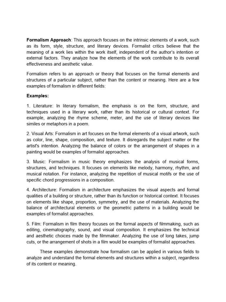 Formalism Refer WPS Office | PDF | Composition (Visual Arts) | The Arts