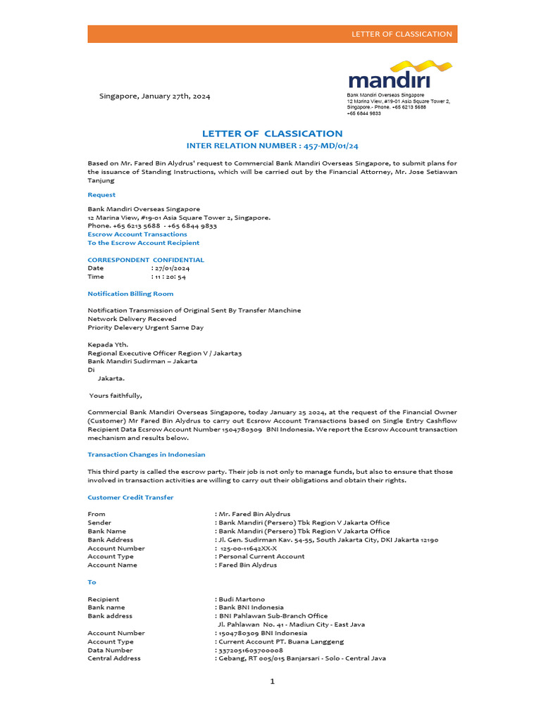 Letter of Classication Sragen City | PDF | Indonesian Rupiah | Banks