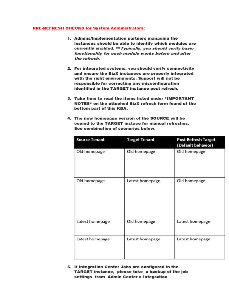SuccessFactors Tasklist For Refresh Tool (Pre-Post Actions) | PDF | Backup | Data Management
