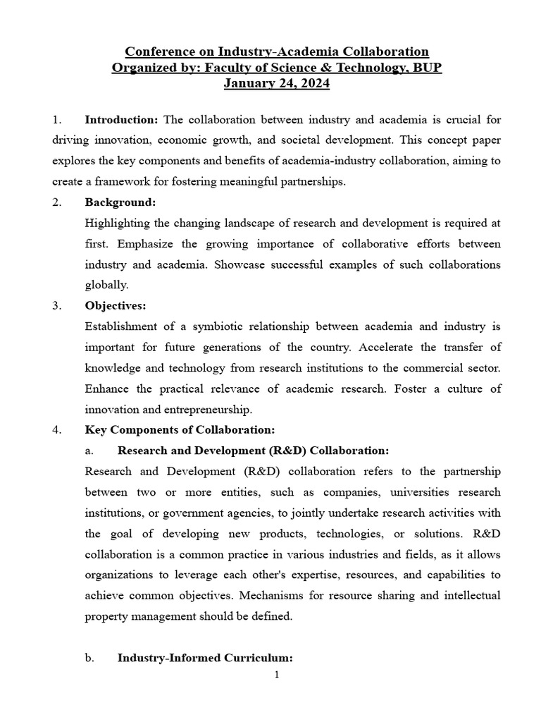 Academia-Industry Collaboration Framework | PDF | Collaboration ...