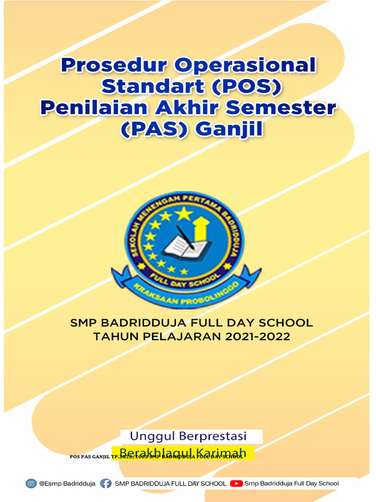Pos Pas Ganjil 2021-2022 SMP Badridduja FDS | PDF