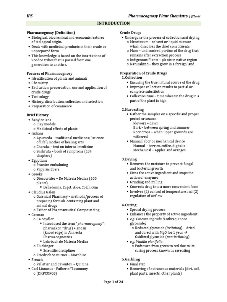 IPS Pharmacognosy Notes | PDF | Glucose | Carbohydrates