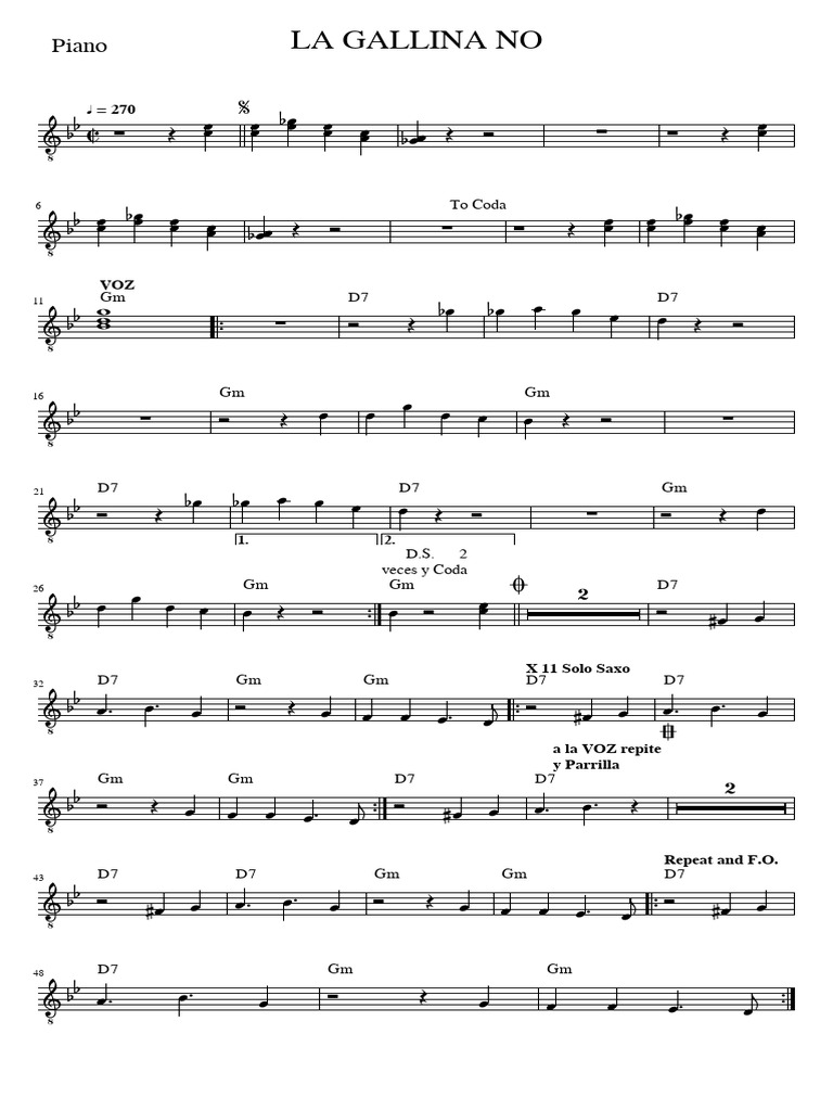 Partitura de "La Gallina No" | PDF