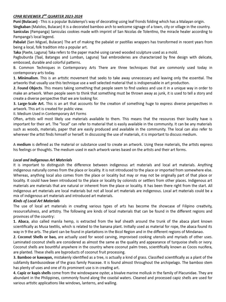 Cpar Reviewer 2ND Quarter 2023 | PDF