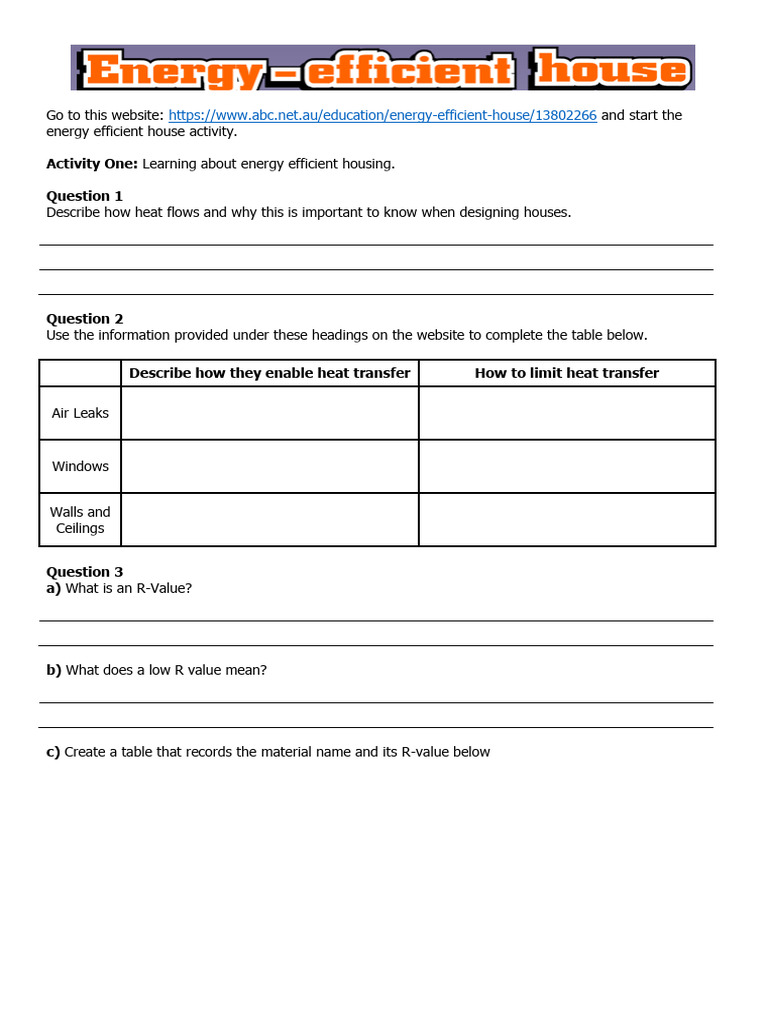 Energy Efficient Housing Activity | PDF | Window | Civil Engineering
