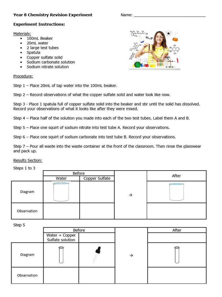 Year 8 Chemistry Revision Experiment | PDF | Chemistry | Chemical ...
